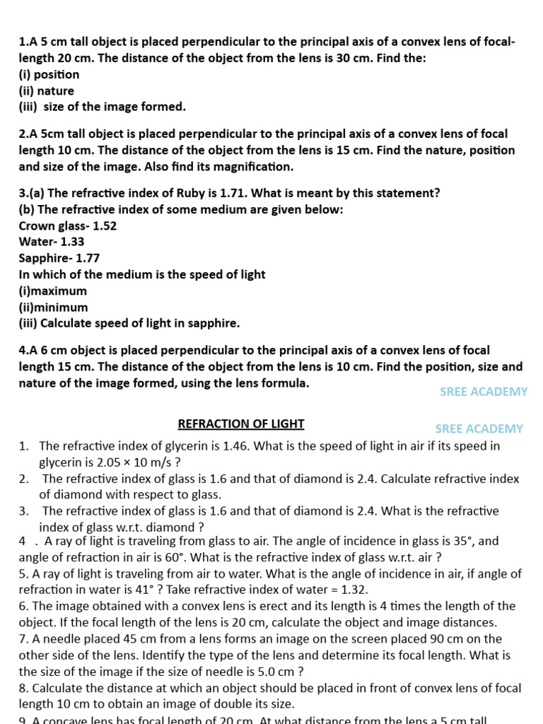 Refraction Q &a 10th Class | PDF | Atomic | Electrodynamics