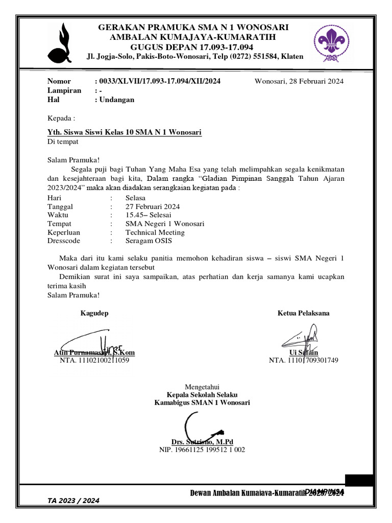 Undangan TM DIANPINSA | PDF