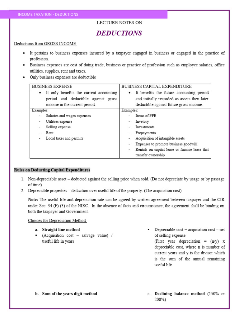 DEDUCTIONS | PDF | Tax Deduction | Expense