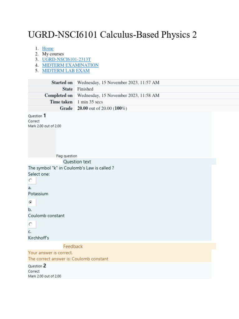 Physics 2 Midterm Exam Review | PDF | Voltage | Metrology