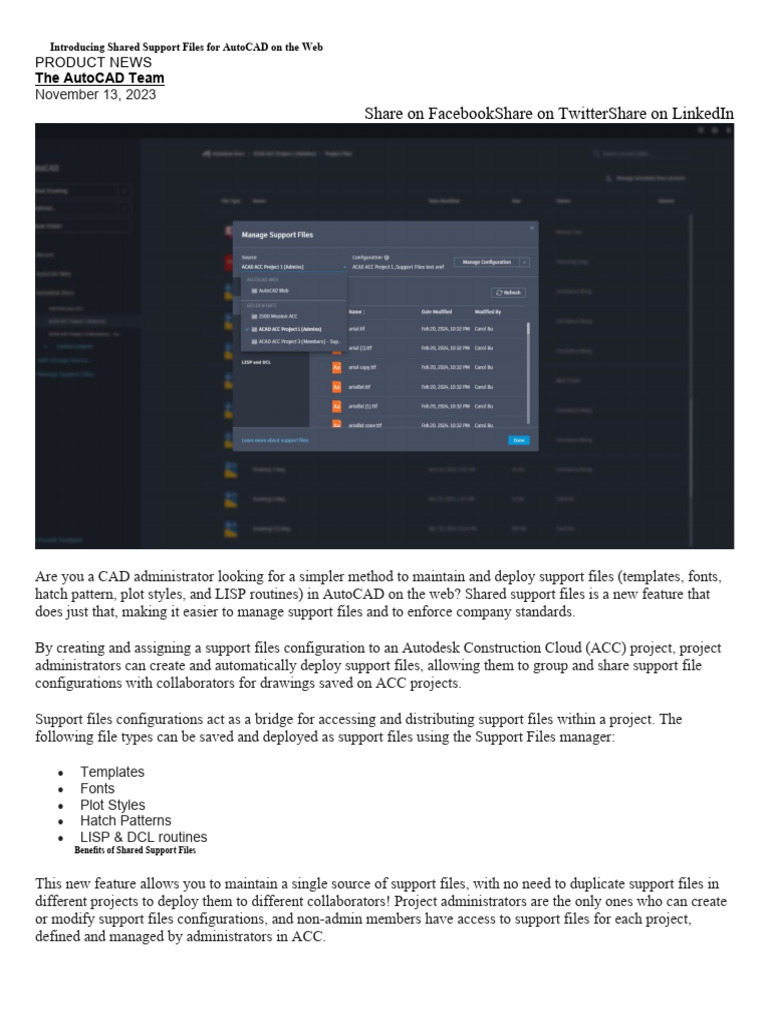Introducing Shared Support Files For AutoCAD On The Web | PDF | Computer File | Auto Cad