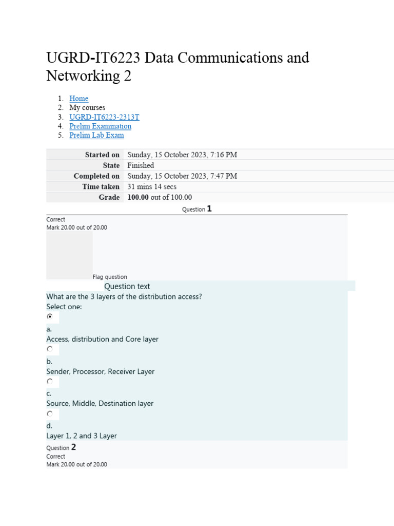Data Communications And Networking 2 Lab Prelim Answers Pdf Network Switch Computer Network