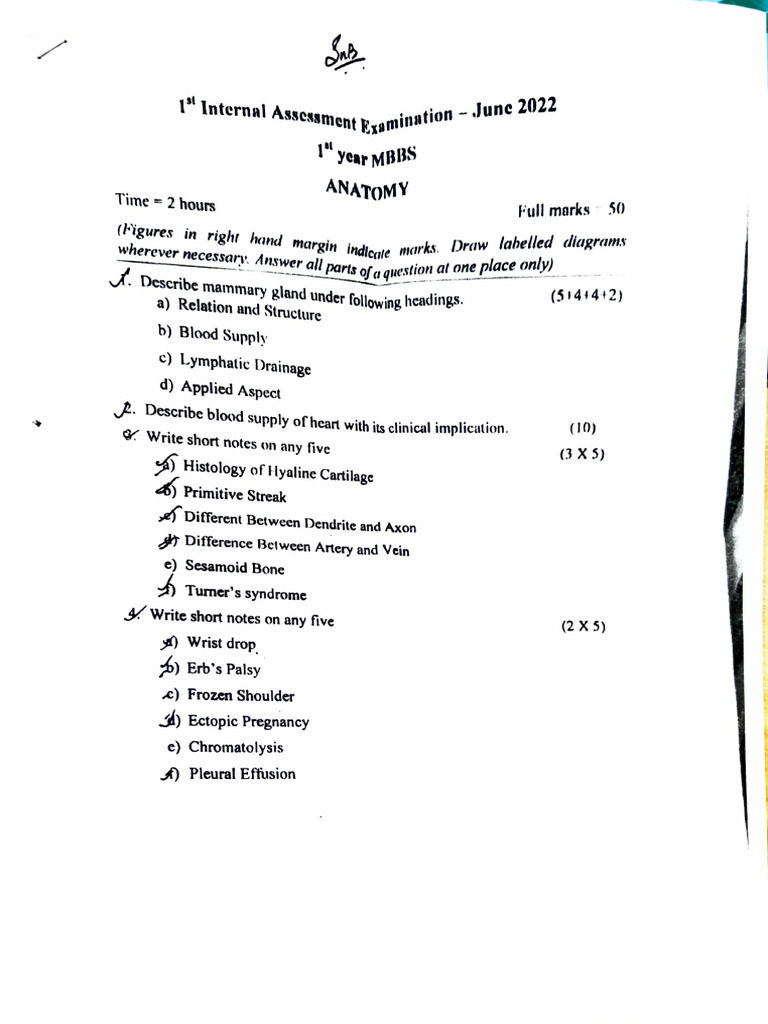 1st Internals 21-22 Batch | PDF | Heart | Biochemistry