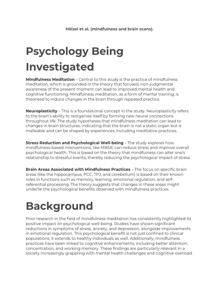 Hölzel et al. Reference Paper | PDF | Mindfulness | Cognitive Science