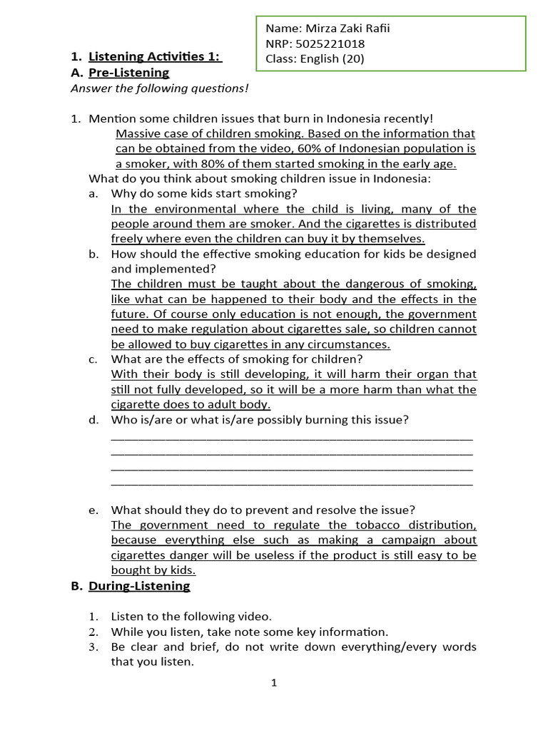 Working_Sheet_Listening_Activity_Note_taking | PDF | Tobacco Smoking ...