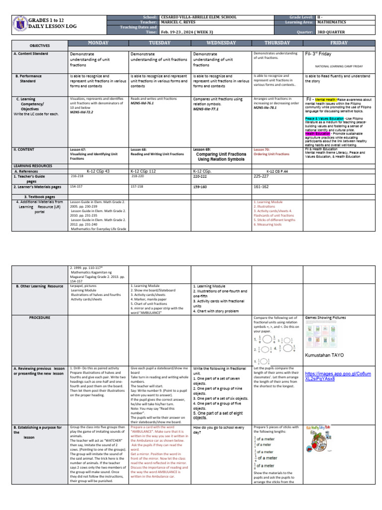 Math 2 DLL Q3 W3 | PDF | Learning
