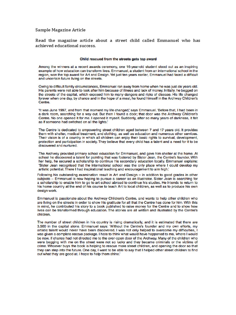 Sample Magazine Article | PDF