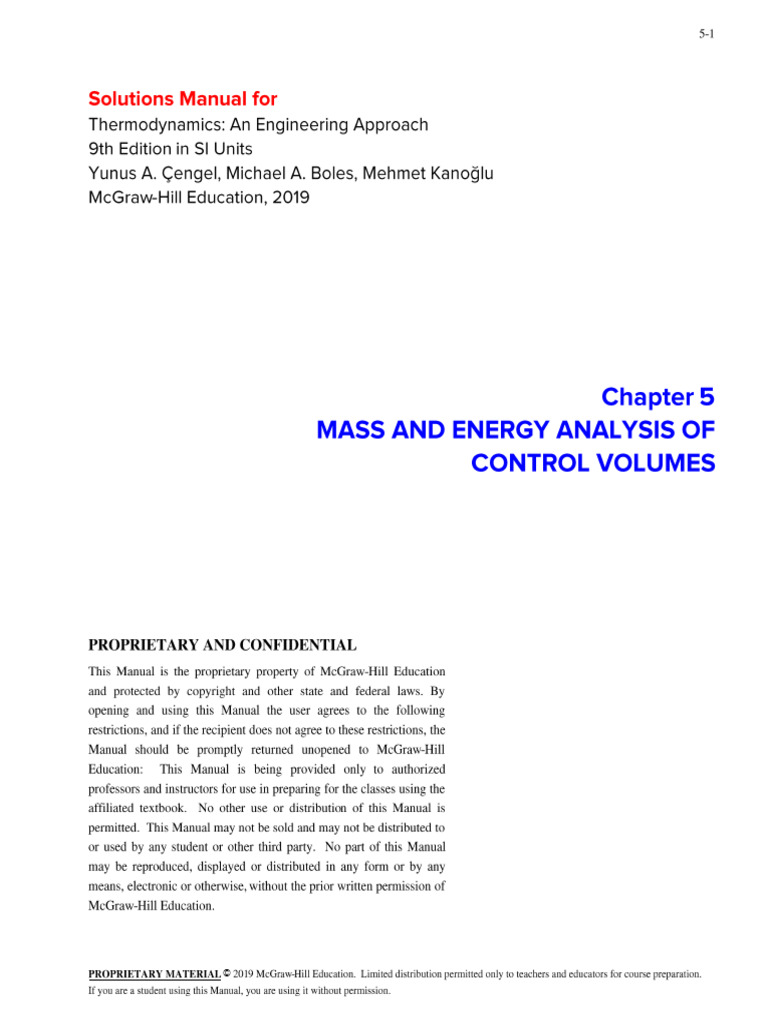 SI Thermo 9e SM Chap05 | PDF