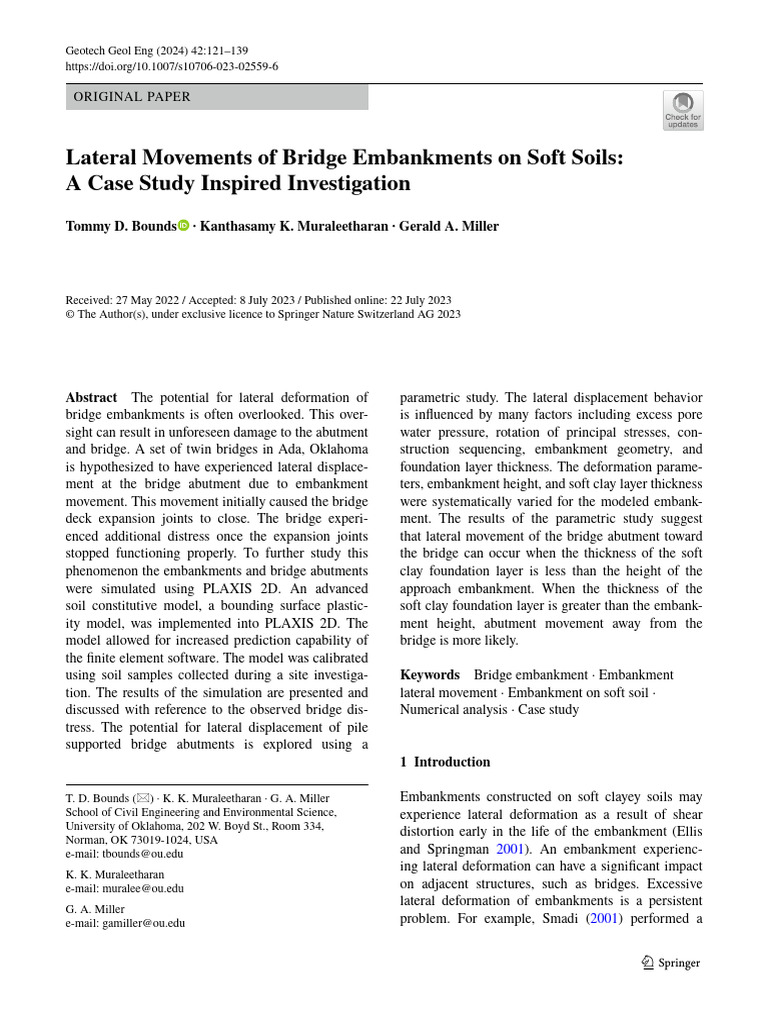 Lateral Movements of Embankments | PDF | Geotechnical Engineering ...