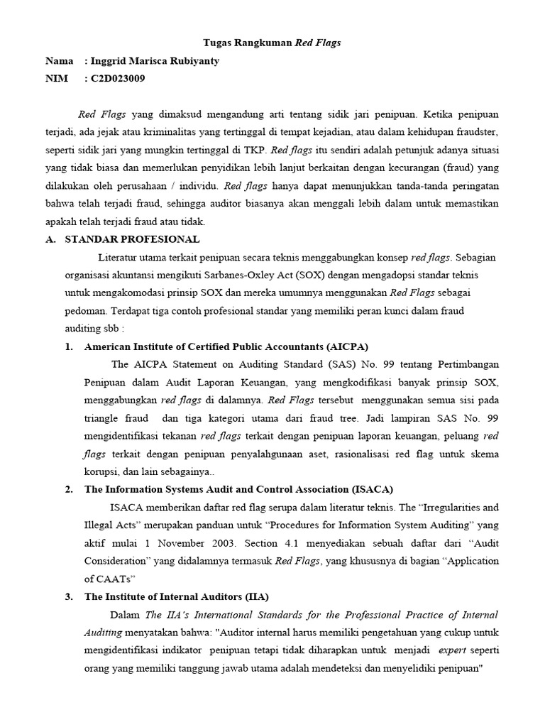 Rangkuman Red Flags | PDF | Bisnis | Pengelolaan Keuangan & Uang