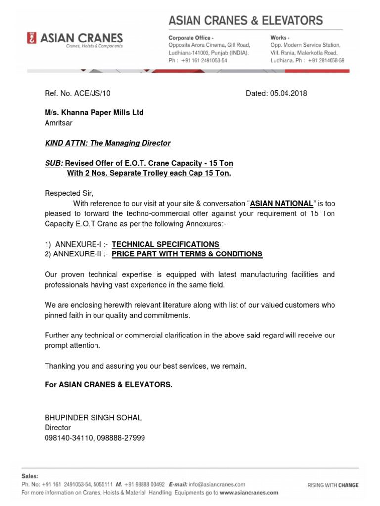 Asian Crane Final Khanna Paper Mill 15 Ton With Separate Trolley 2 ...