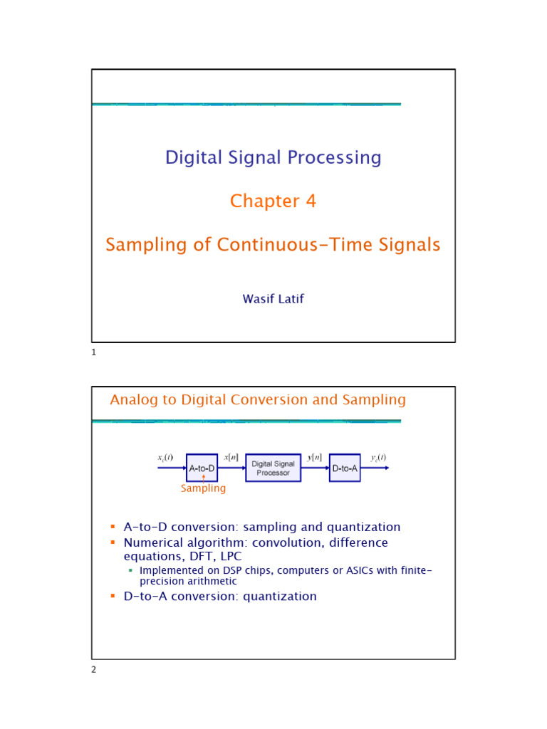 DSP - Chapter 4 - Sampling of CT Signals A | PDF | Sampling (Signal Processing) | Digital Signal ...