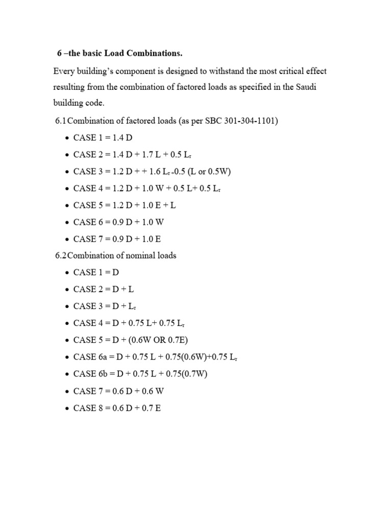 Load Combinations per Saudi Code | PDF | Teaching Methods & Materials
