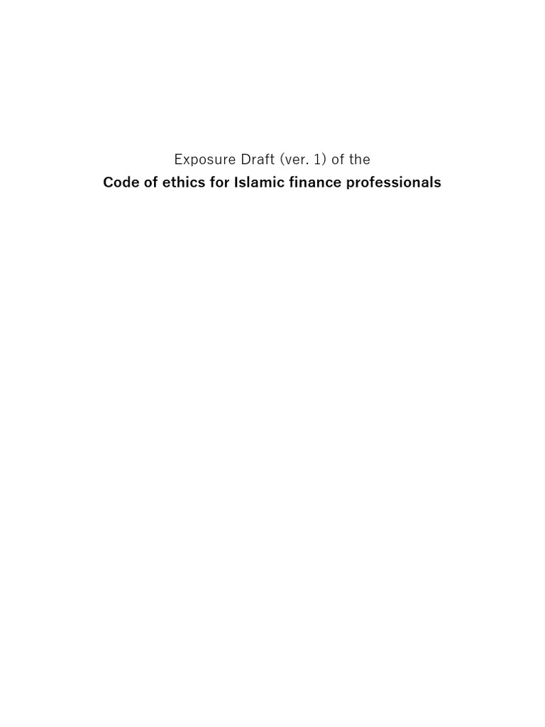 Code of Ethics For Islamic Finance Professionals | PDF ...