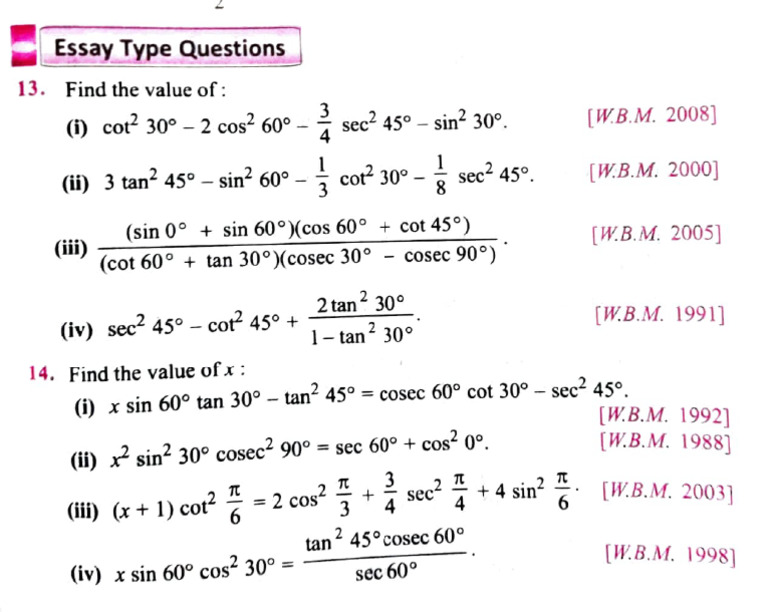 Trigonometric Value Calculation Questions | PDF | Science & Mathematics ...