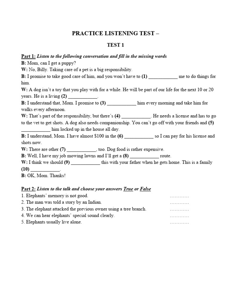 Practice Test No.1 | PDF