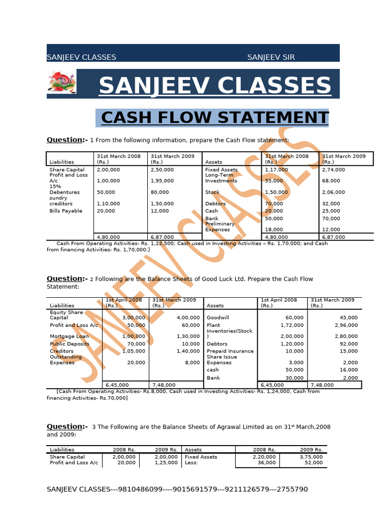 Cash Flow Statement Preparation Guide | PDF | Dividend | Balance Sheet
