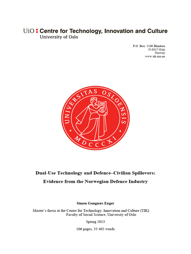 Dual-Use Technology and Defence-Civilian Spillovers | PDF | Military ...