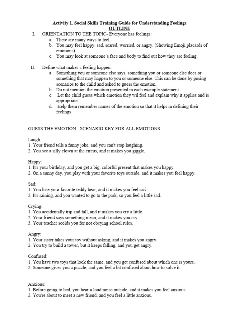 Social Skills Training: Understanding Emotions | PDF | Emotions