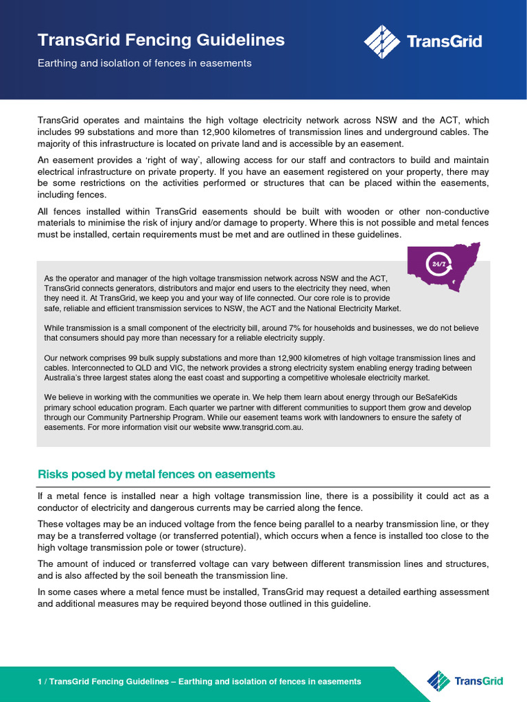 Transgrid Fencing Guidelines | PDF | Electric Power Transmission ...