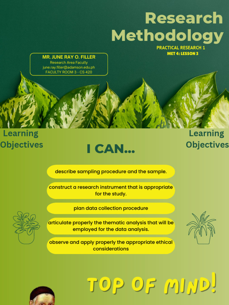 Pr1-Met 4 Lesson 3 | PDF | Sampling (Statistics) | Qualitative Research