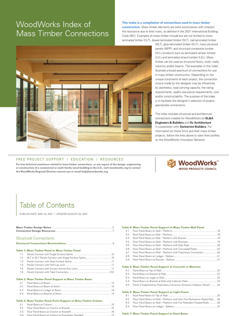 Woodworks Mass Timber Connection Indices | PDF | Screw | Beam (Structure)