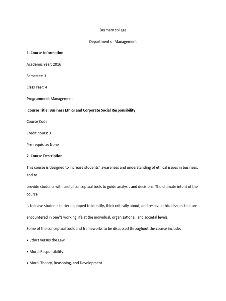 CRS Cours Outline | PDF | Corporate Social Responsibility | Business Ethics