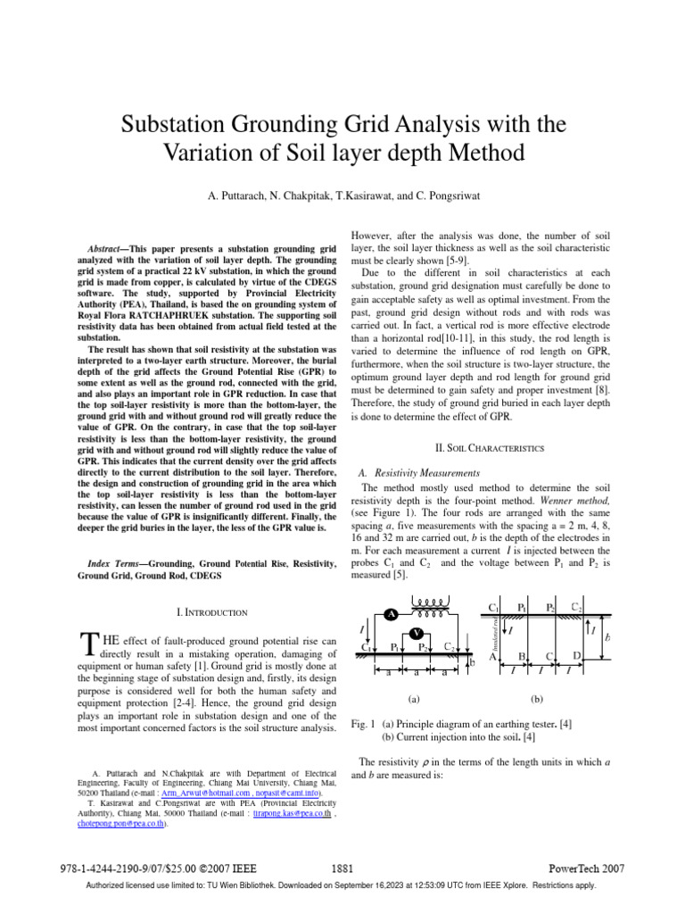 Substation Grounding Grid Analysis | PDF | Electrical Resistivity And ...