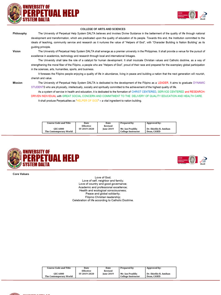 The Contemporary World Syllabus | PDF | Globalization | Theory