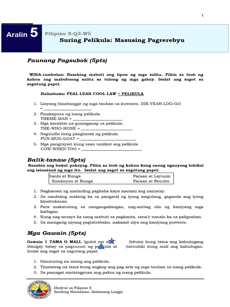 Filipino 8 Q3 Week 5 EDITED | PDF