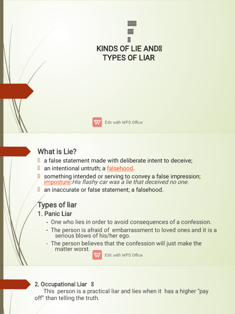 Cdi 1 - Kinds of Lie and Types of Liar | PDF | Lie | Deception