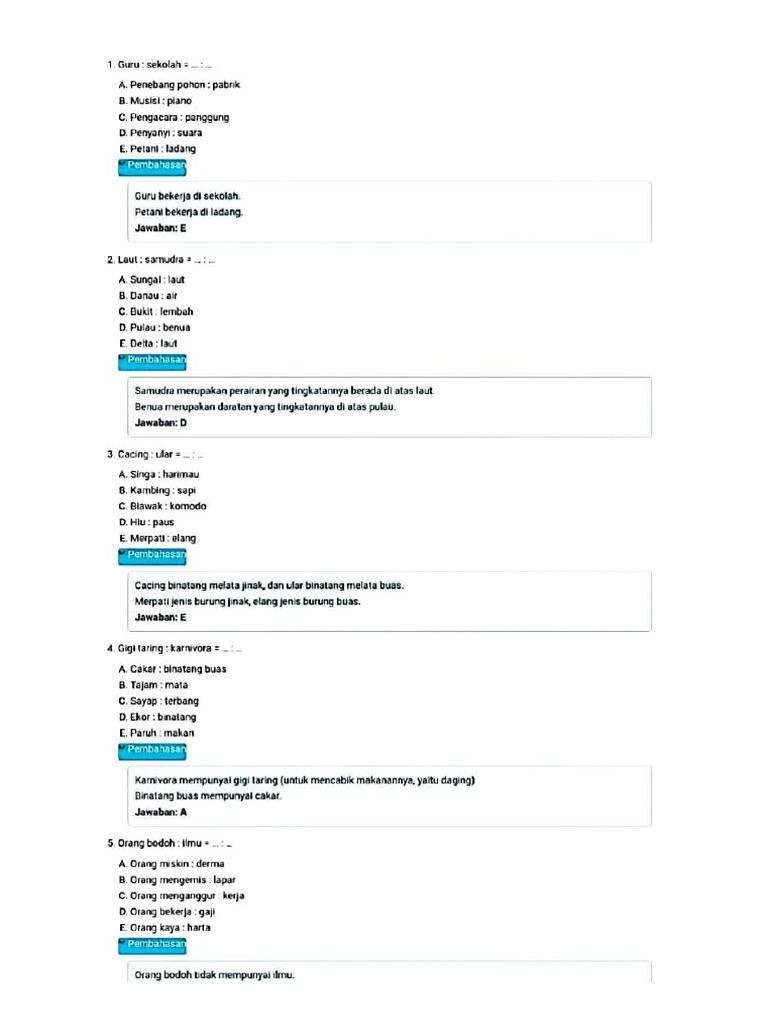 Tes TIU Kemampuan Verbal EX CAT 2023 | PDF