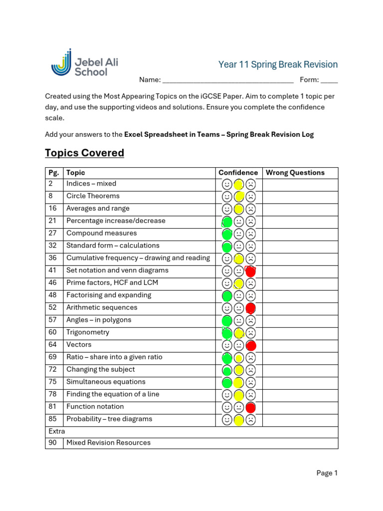 Kami Export - Year 11 Spring Break Revision | PDF | Speed | Interest