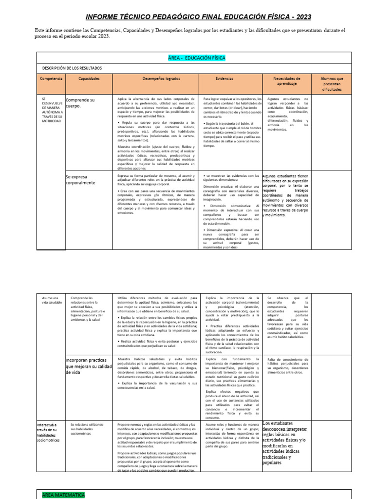 1 Informe Tecnico Pedagogico 2023 | PDF | Geometría | Aprendizaje