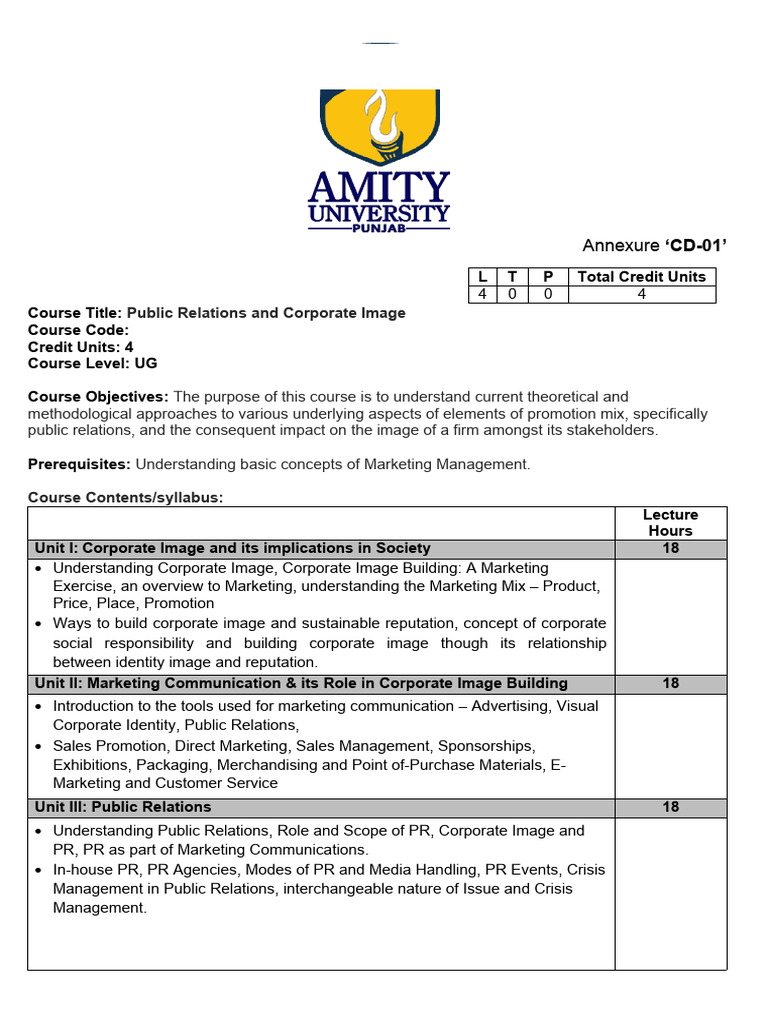 Public Relations and Corporate Image Course | PDF | Public Relations ...