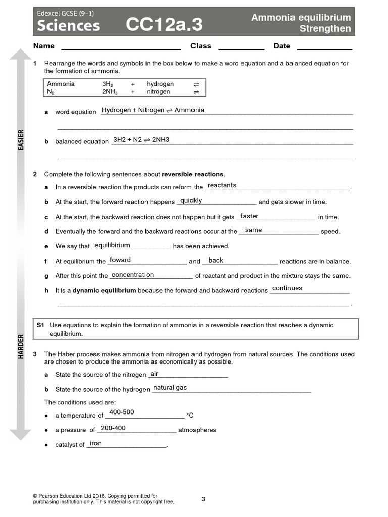 Kami Export - Cc12a.3 Strengthen | PDF | Chemical Equilibrium | Chemical Reactions