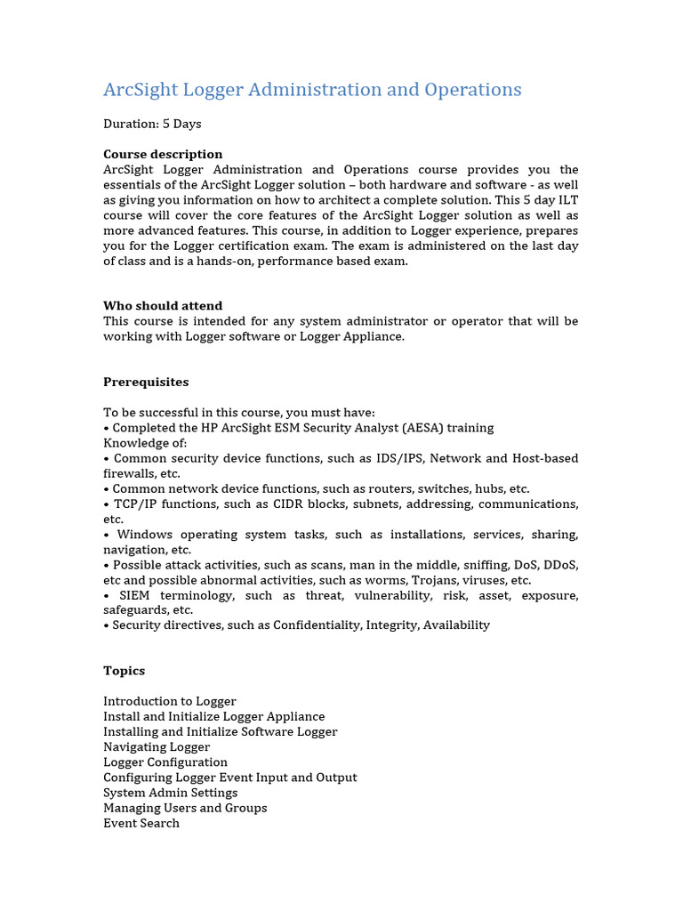 Arcsight Logger Pdf