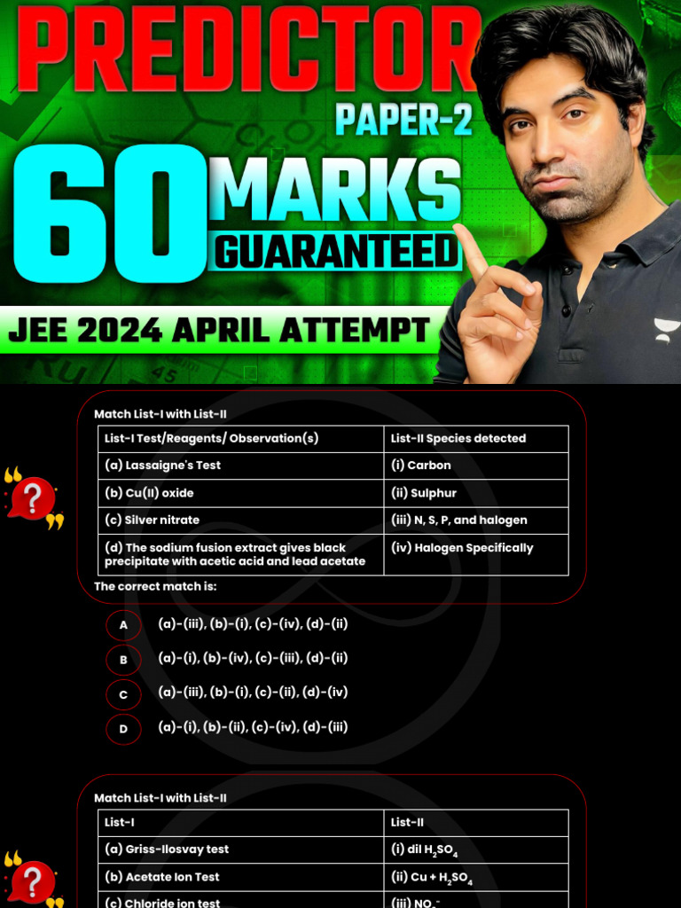 Questions - Chemistry Rank Predictor Test 2024-2 | PDF | Chromium ...