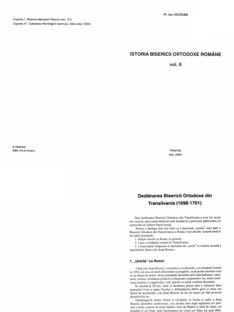 Istoria Bisericii Ortodoxe Romane Vol 2 Vicovan | PDF