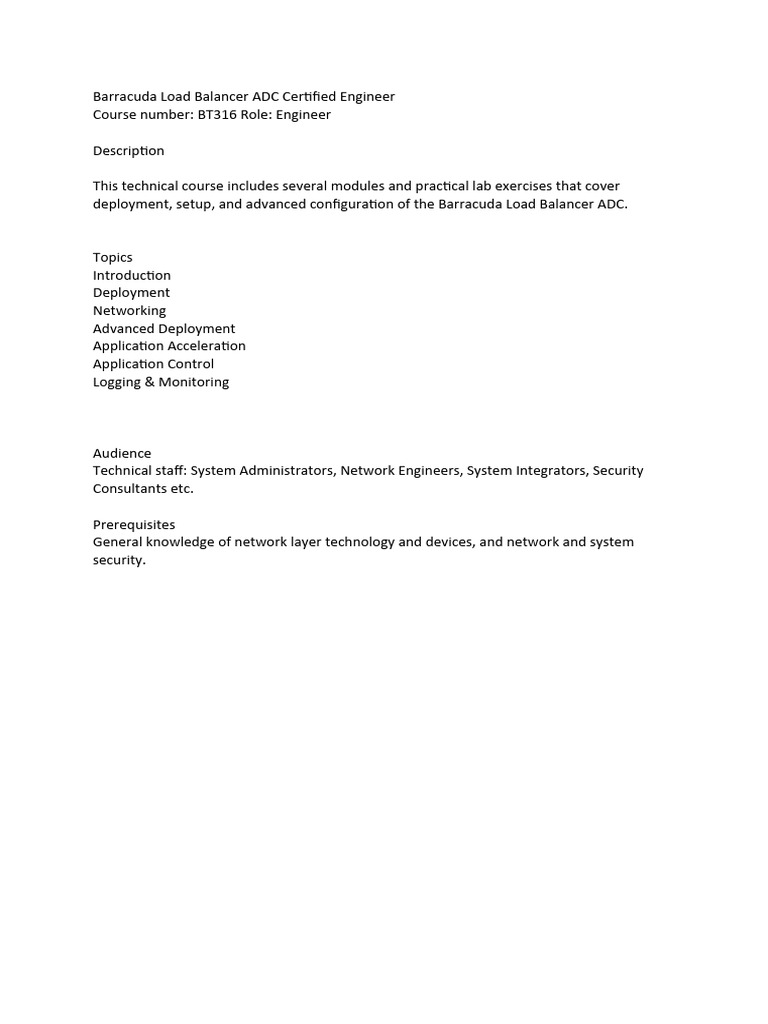 Barracuda ADC Engineer | PDF