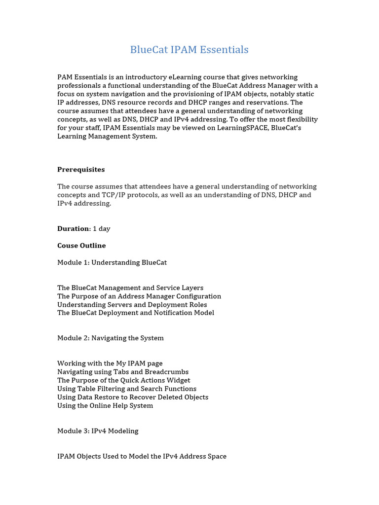 BlueCat IPAM Essentials | PDF | Computers | Technology & Engineering BlueCat IPAM Essentials | PDF | Computers | Technology & Engineering