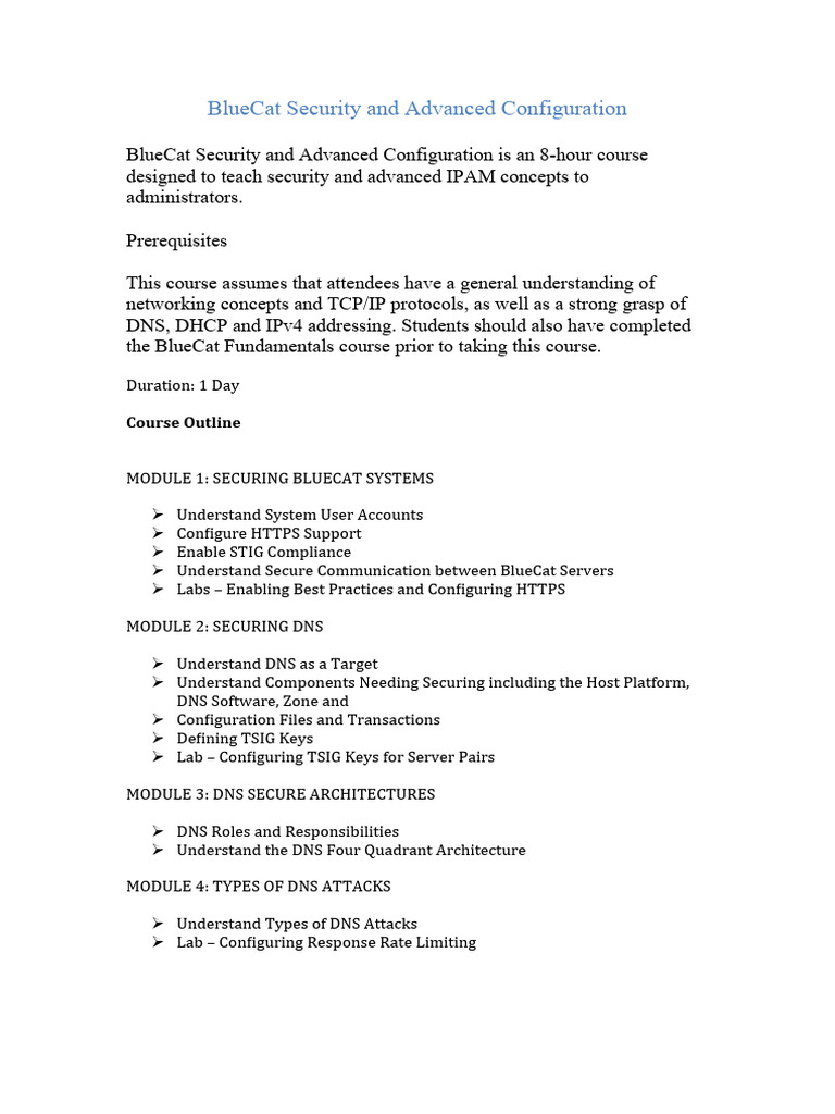 BlueCat Security and Advanced Configuration | PDF