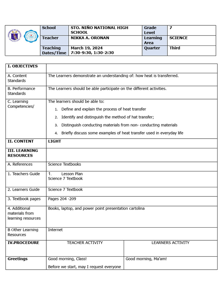 Grade 7 - Heat | PDF | Heat | Heat Transfer