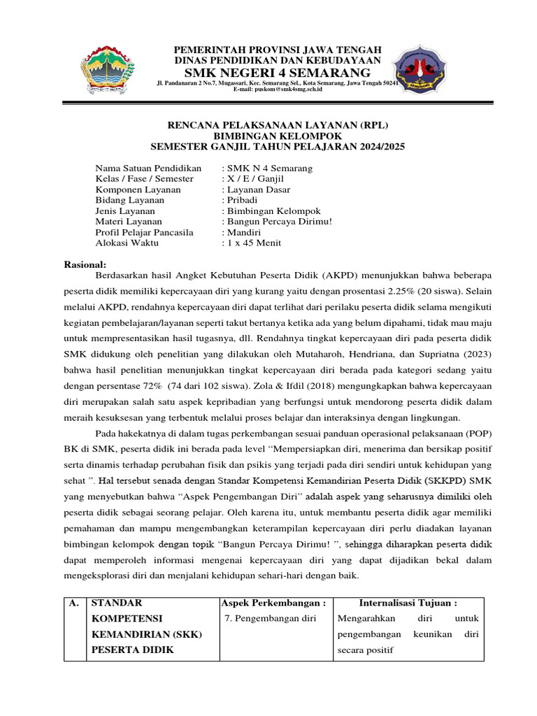 RPL BKP Psikodrama - Kepercayaan Diri | PDF