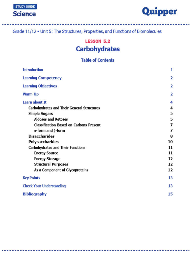 THE CARBOHYDRATES - Components, Structure and Its Functions - 0 | PDF ...