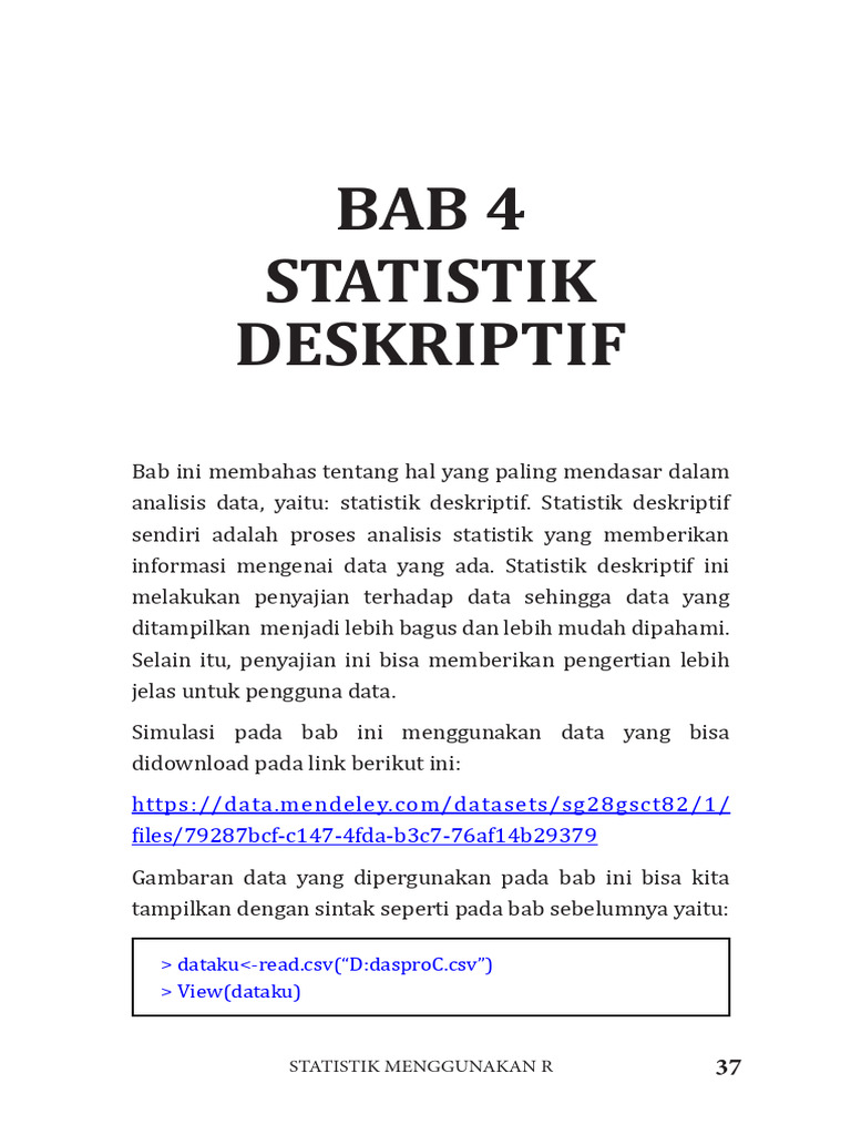 Statistik Deskriptif dan R | PDF | Metode & Bahan Ajar