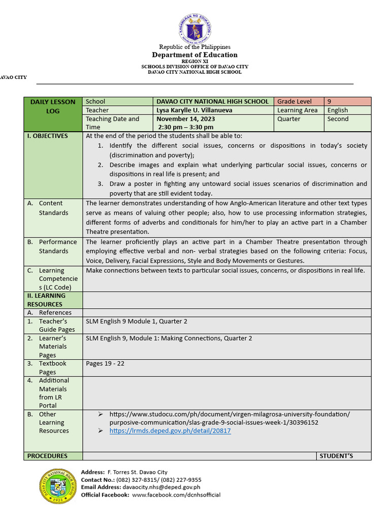 Daily Lesson Log Teaching Demo | PDF | Poverty | Poverty & Homelessness