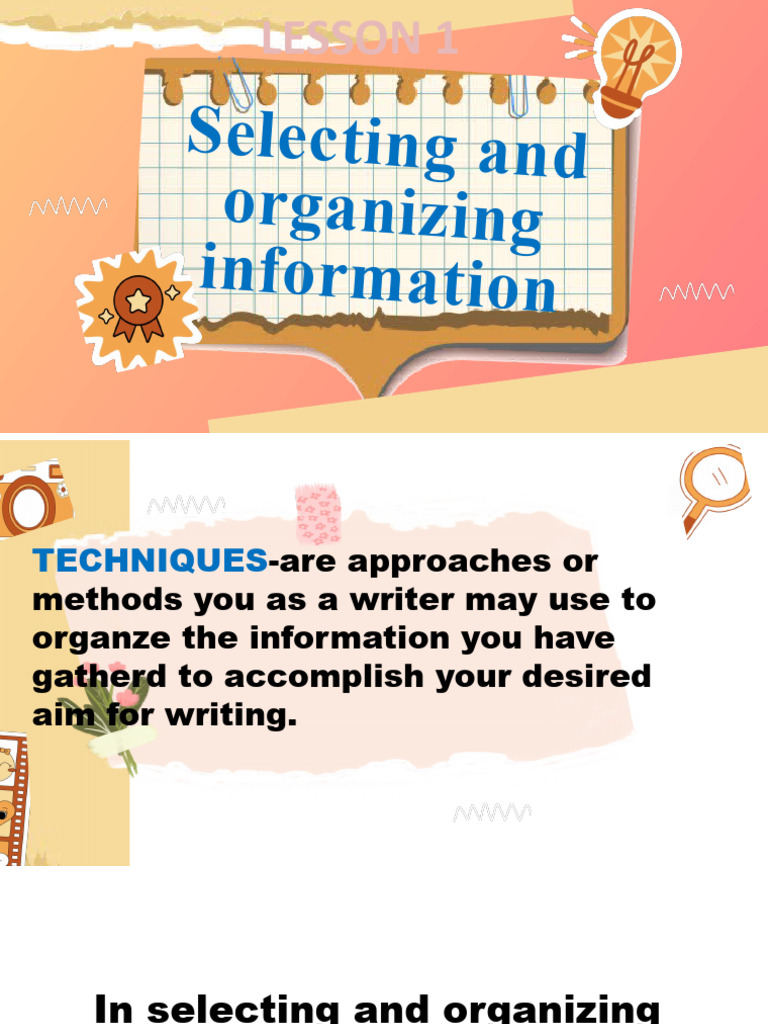 Techniques in Selecting and Organizing Information | PDF ...