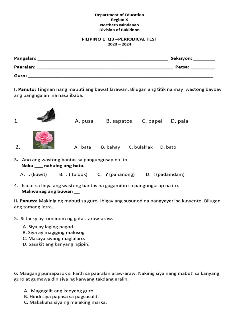 Filipino1 Q3 TQ | PDF