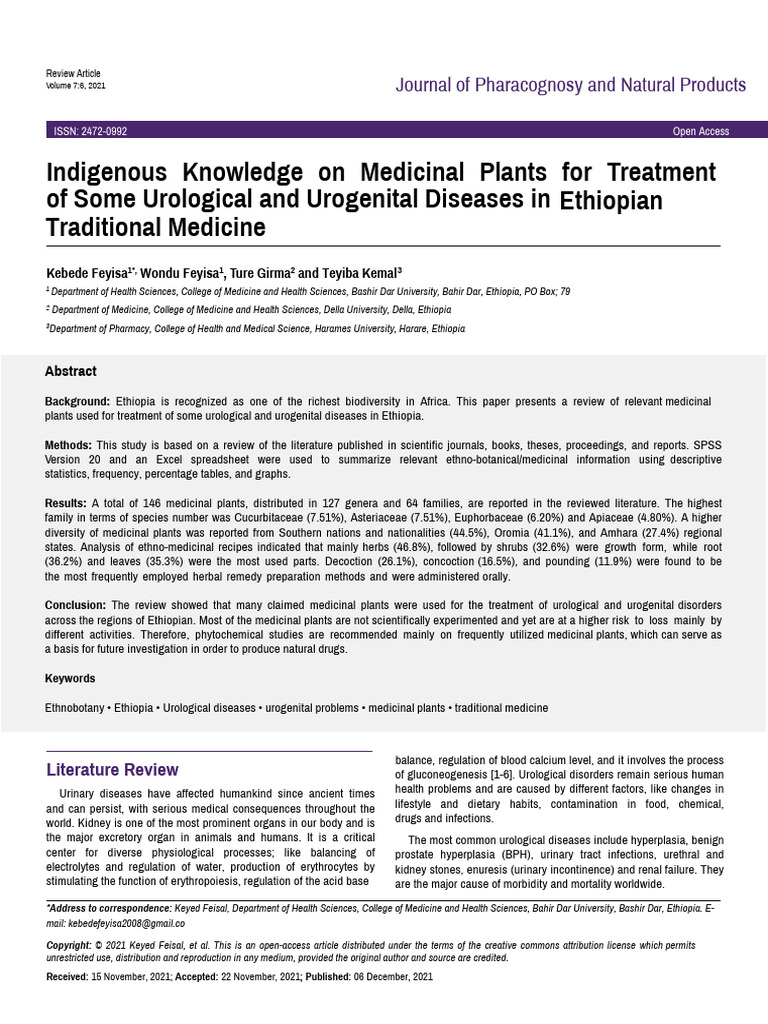Indigenous Knowledge On Medicinal Plants For Treatment of Some ...